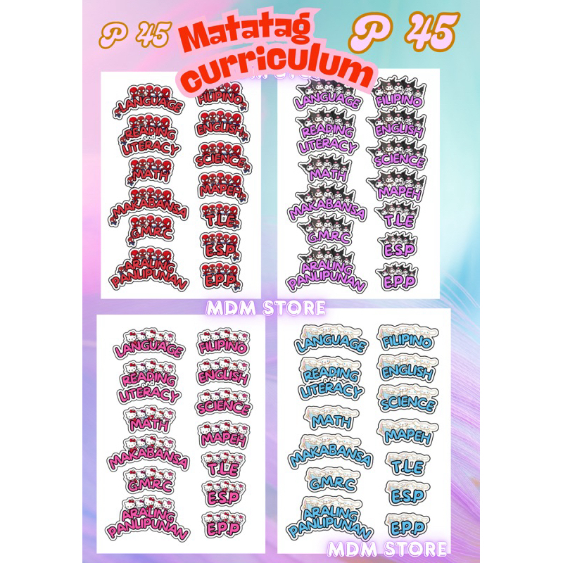 new Matatag Curriculum 2025-2026 subject sticker | Shopee Philippines