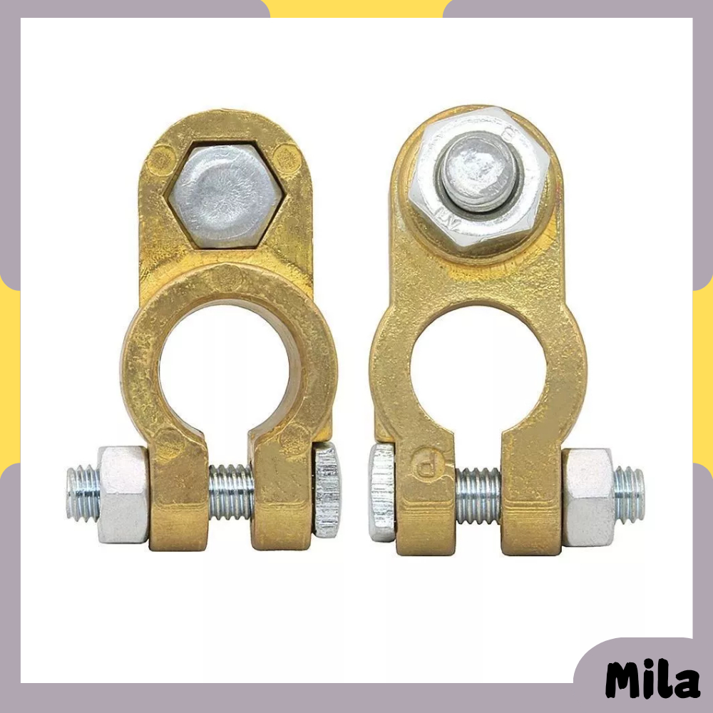 2pcs Car Battery Terminal Clamp Pure Copper Thickened M10 Automobile ...