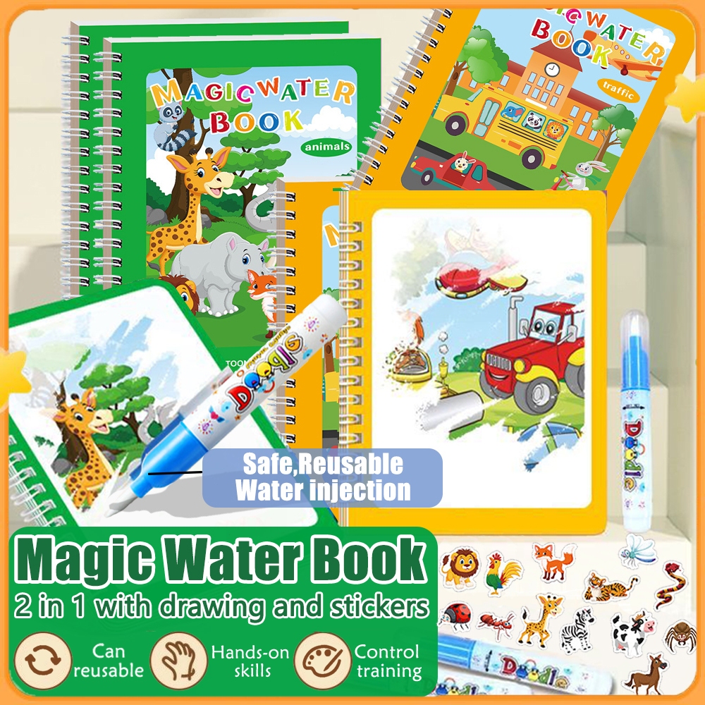 Magic Coloring Book For Kids Magic Pen Reusable EducationalToy Magic ...