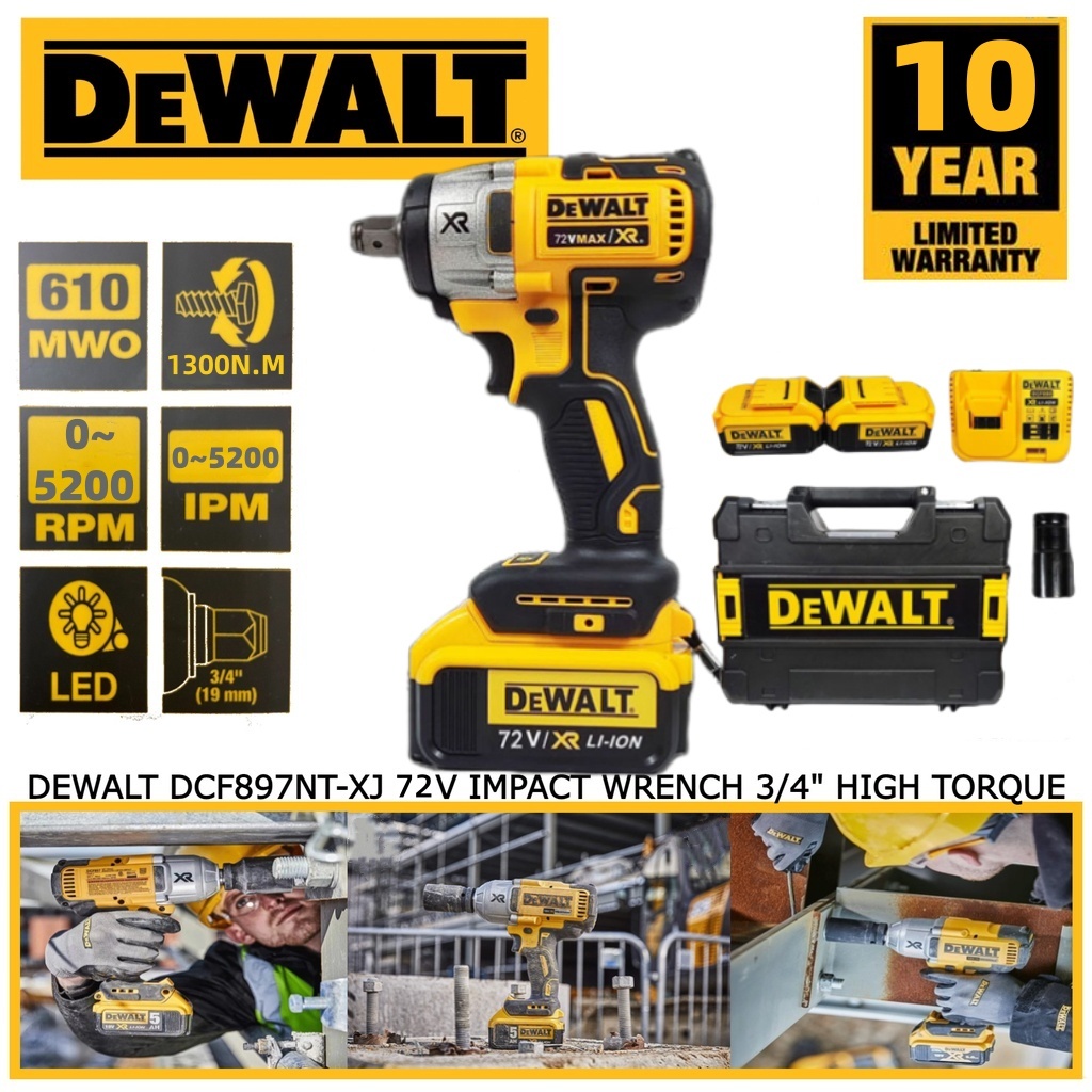 DeWALT Brushless Cordless Impact Wrench 128V Electric Wrench With LED ...