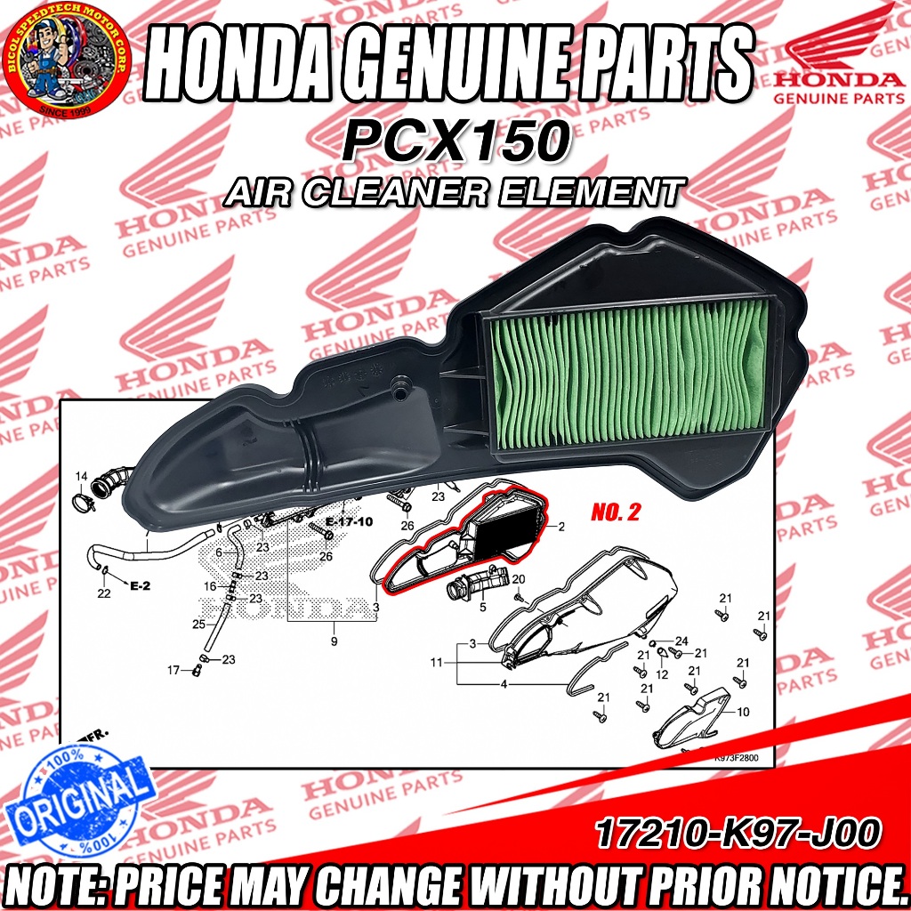PCX 150 2019/ 2020 AIR CLEANER ELEMENT (HPI) (GENUINE: 17210-K97-J00 ...