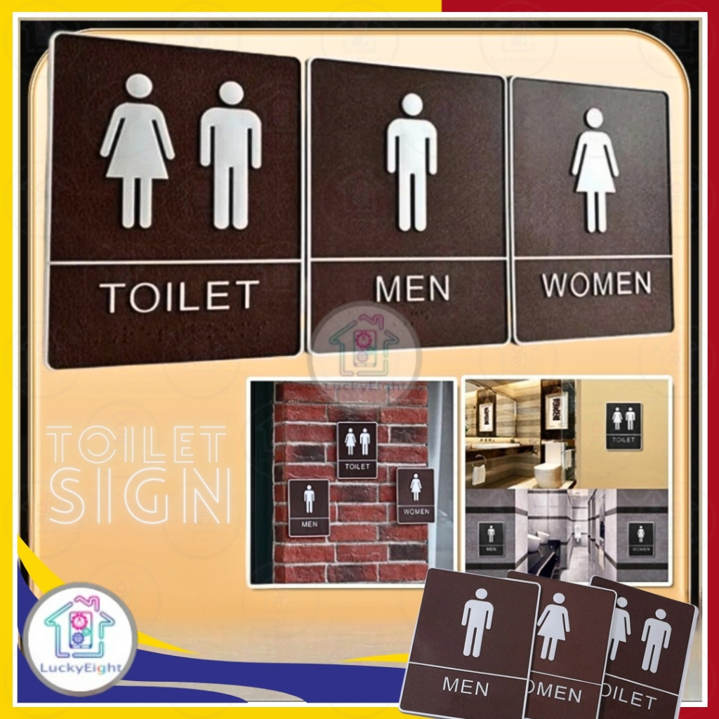 1PC Self Stick Restroom Gender Sign Plate Bathroom Door Adhesive Men ...