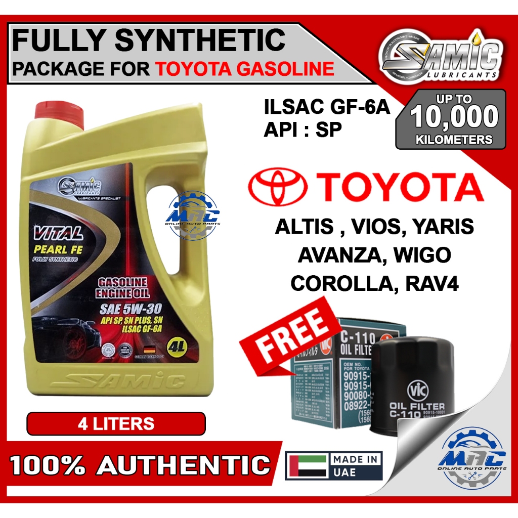 SAMIC VITAL PEARL FE 5W30 4 Liters for TOYOTA VIOS YARIS WIGO AVANZA ...