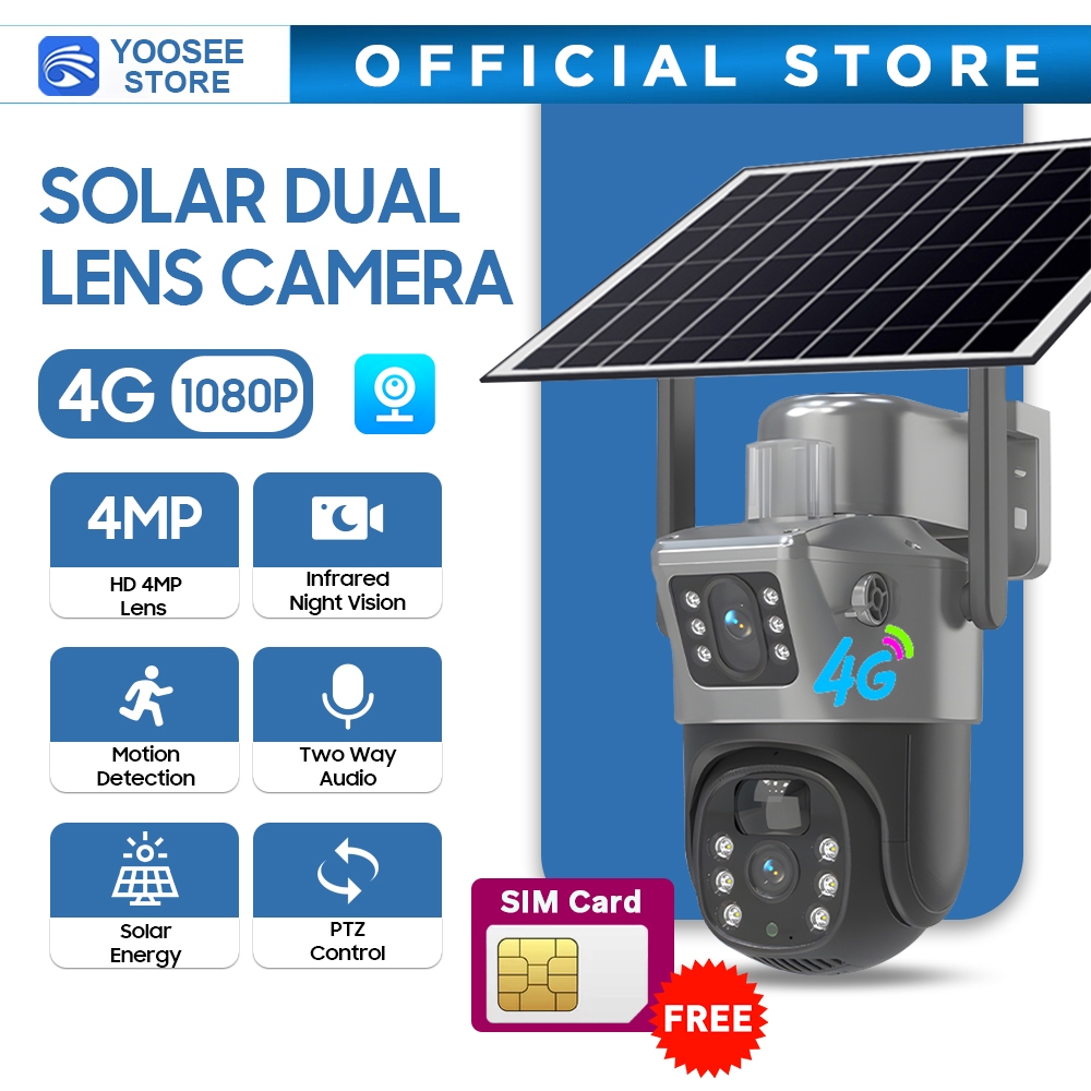 V380 PRO 4G Solar Power Dual Lens no wifi CCTV Camera Outdoor ...