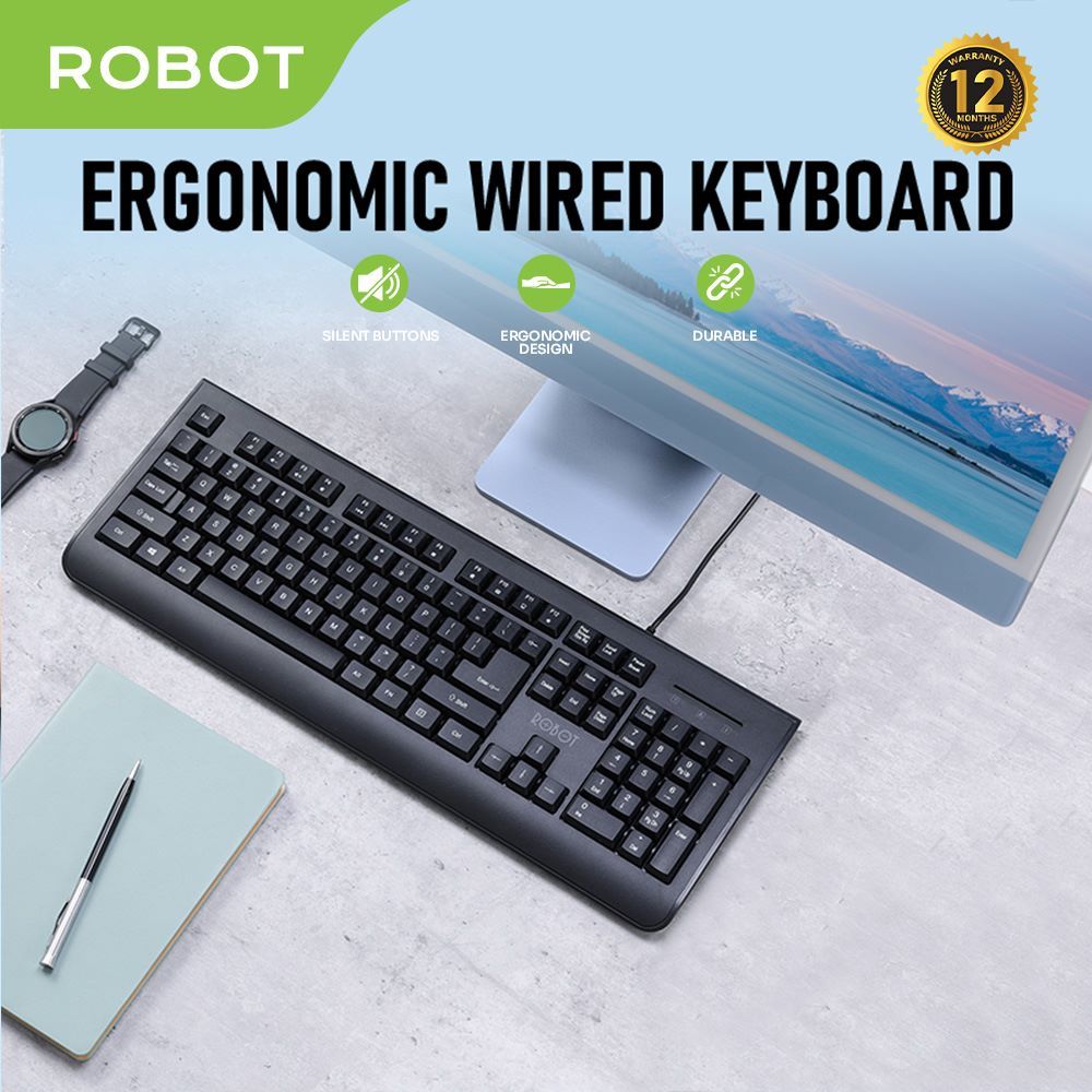 Robot RK20 Wired Keyboard / Portable Mini Office Wired Keyboard Ultra ...