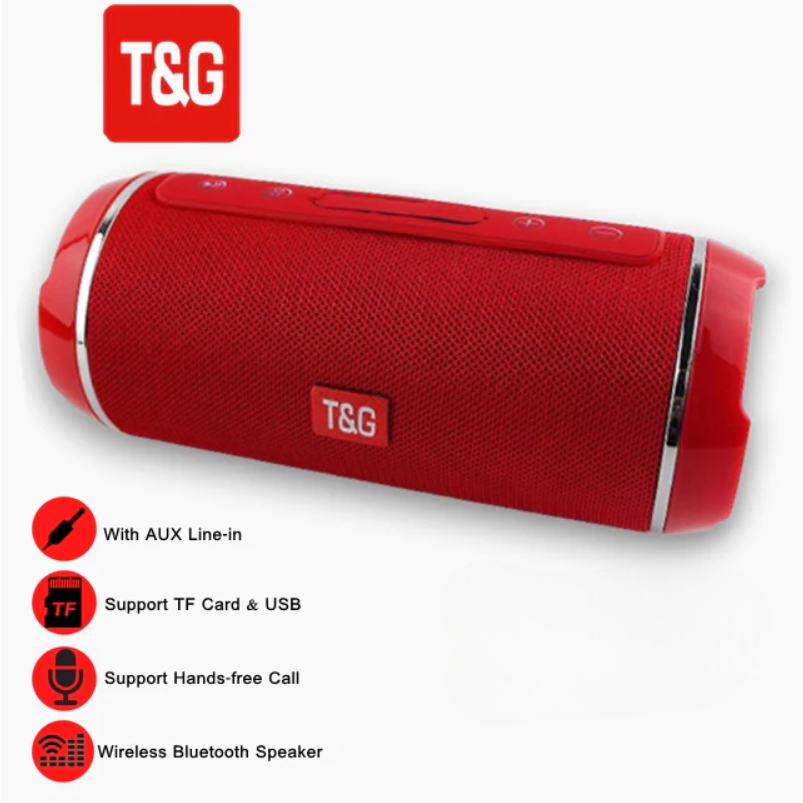 T&G TG-116 Splashproof Stereo Wireless Portable Bluetooth Speaker (Red ...