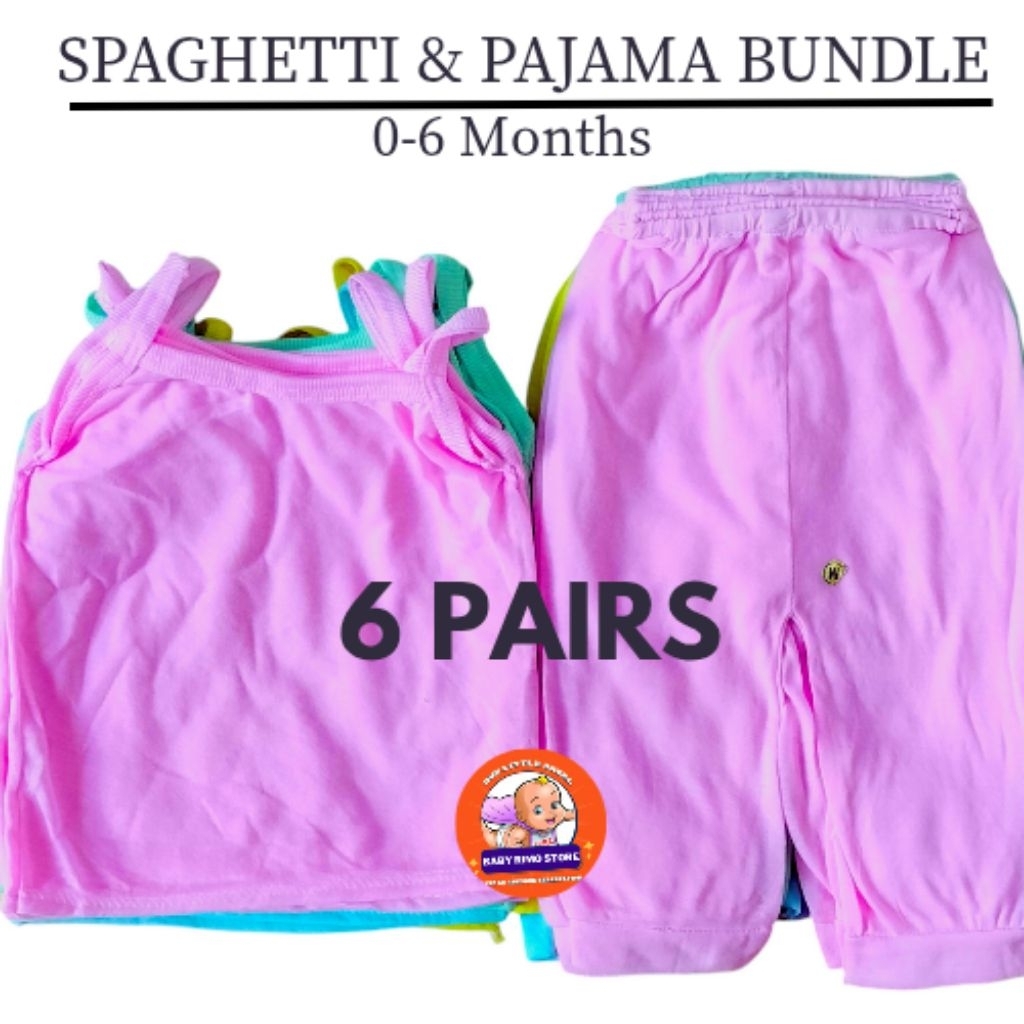 6 PAIRS Infant Plain Terno Spaghetti & Pajamas Bundle for Baby Girl ...