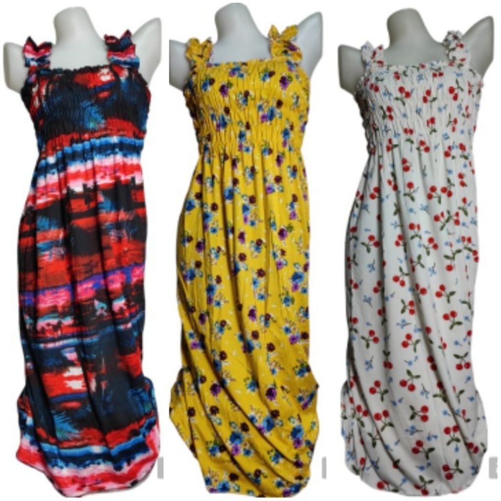 Raffled Long Daster | Maternity Dress | Spaghetti | Smocked for Women ...
