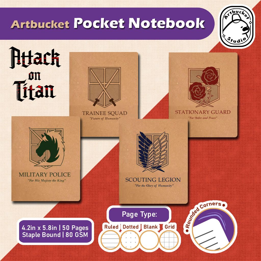 ATTACK ON TITAN - Scouting Legion | Pocket Notebook | Small, A6 | Grid ...