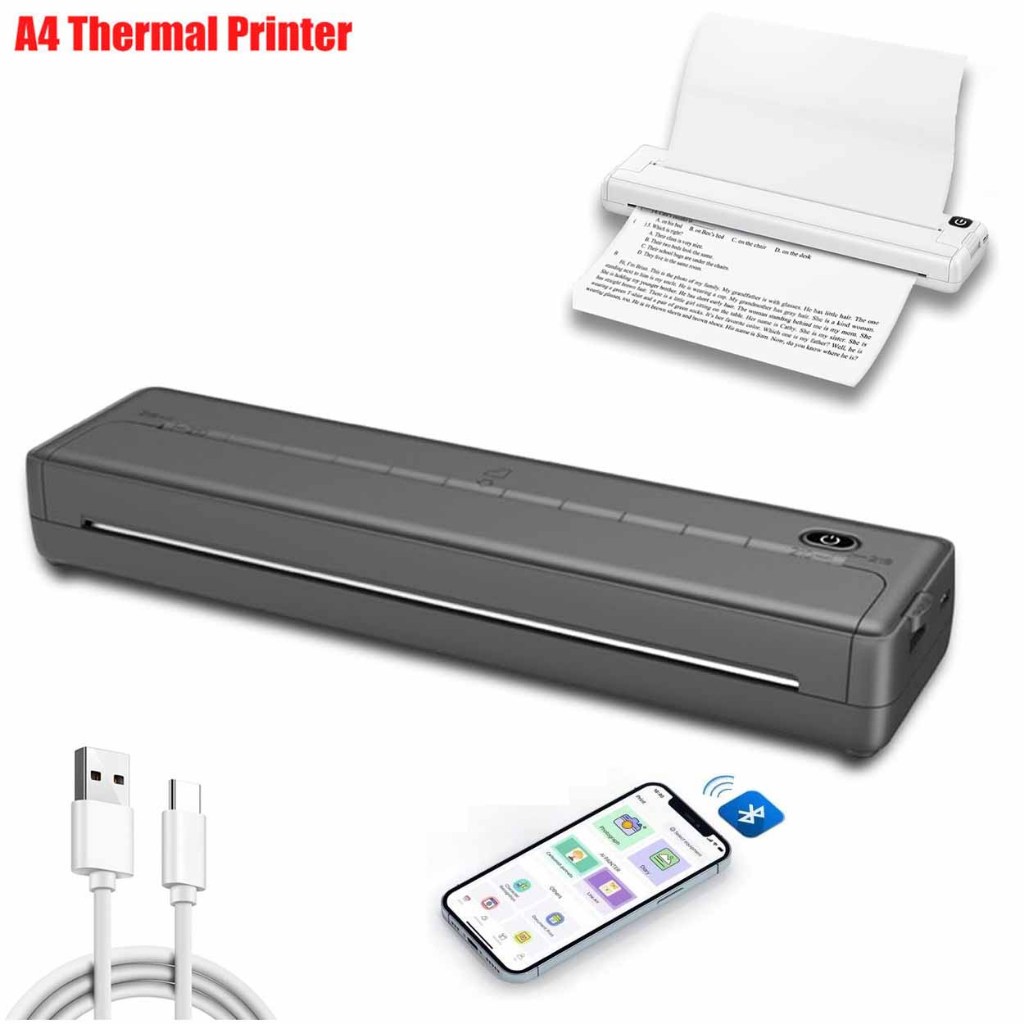 A4 Portable Thermal Printer Wireless Mobile Travel Printers Bluetooth ...