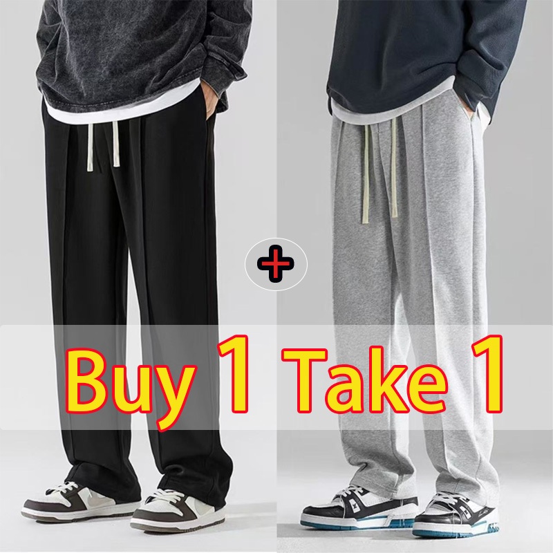 【BUY 1 TAKE 1】Men's Trouser SweatPants Baggy Pants Taslan Loose Casual ...