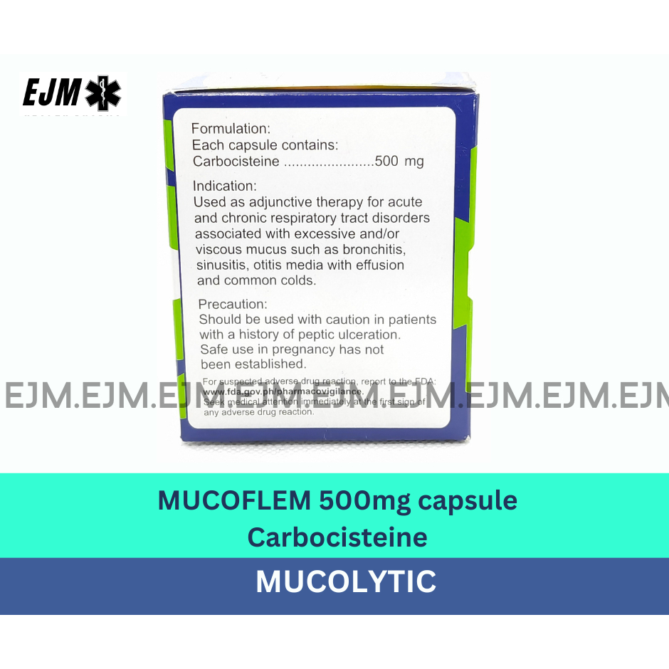 MUCOFLEM 500mg Carbocisteine Capsules – Mucolytic for Cough & Phlegm ...