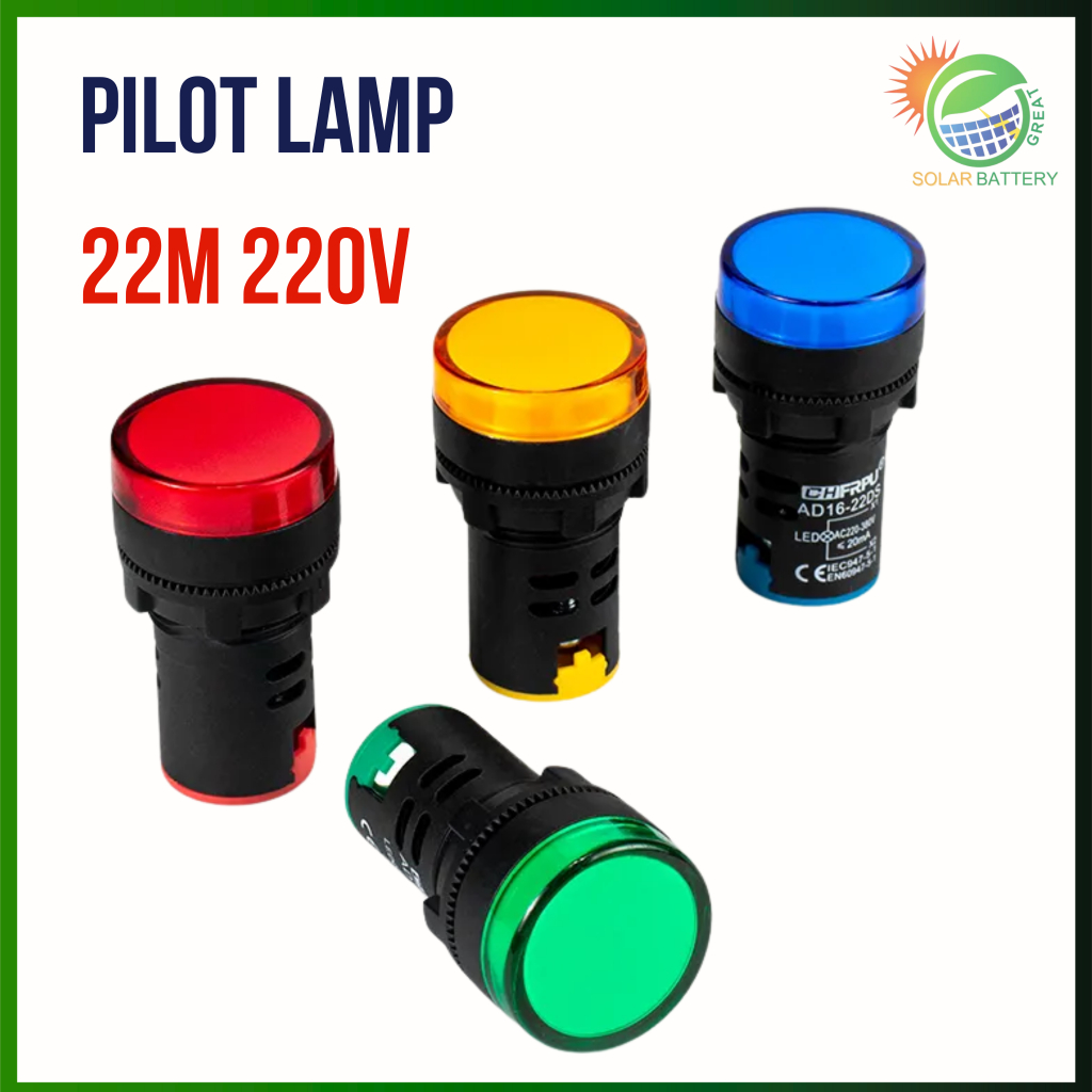 Pilot Lamp 22MM 220V – Signal Indicator Warning Light for Control Panel ...