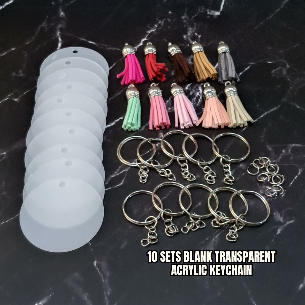 10 Sets of Blank Clear Transparent Clear Acrylic Keychains with ...