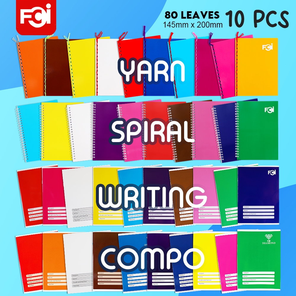 FCI Writing Notebook, Compo, Spiral, Yarn Notebook Neon Random Color ...