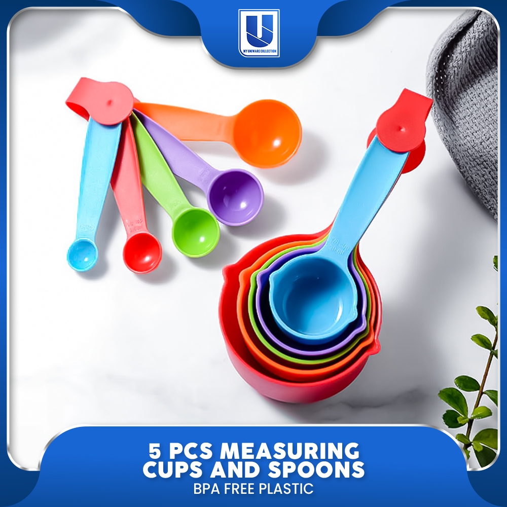 5pcs Measuring Spoon and Cups Plastic Measuring Tools with Scale ...