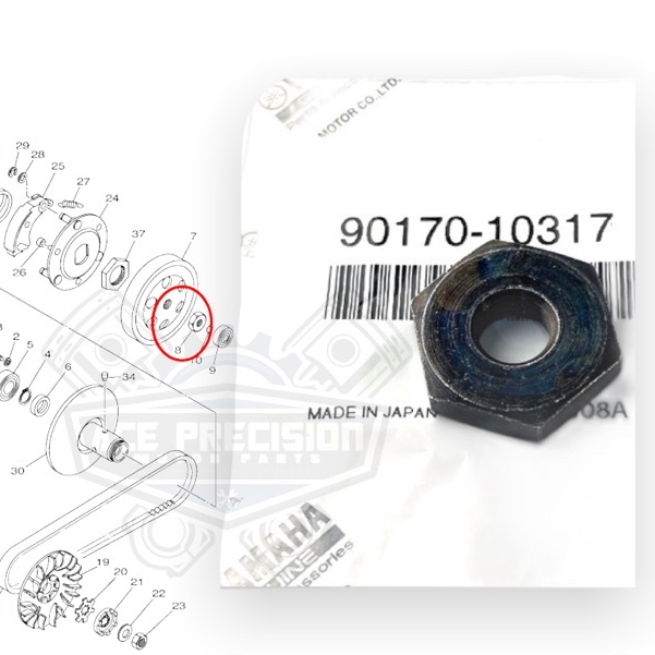 NUT HEX CLUTCH BELL MIO SPORTY 90170-10317 YAMAHA GENUINE | Shopee ...