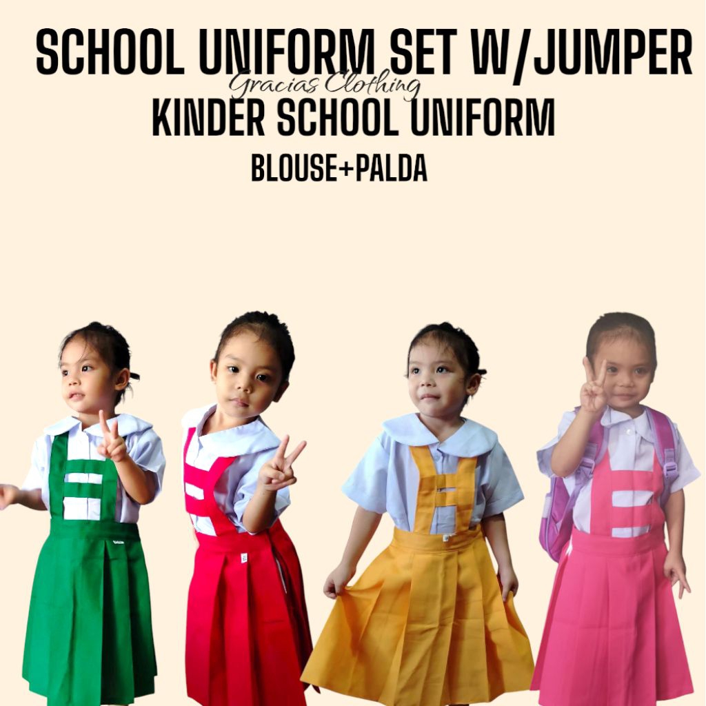 KINDER SET SCHOOL UNIFORM/KATRINA FABRIC/BLOUSE+PALDA SET UNIFORM/KINDER UNIFORM SET/SCHOOL ...