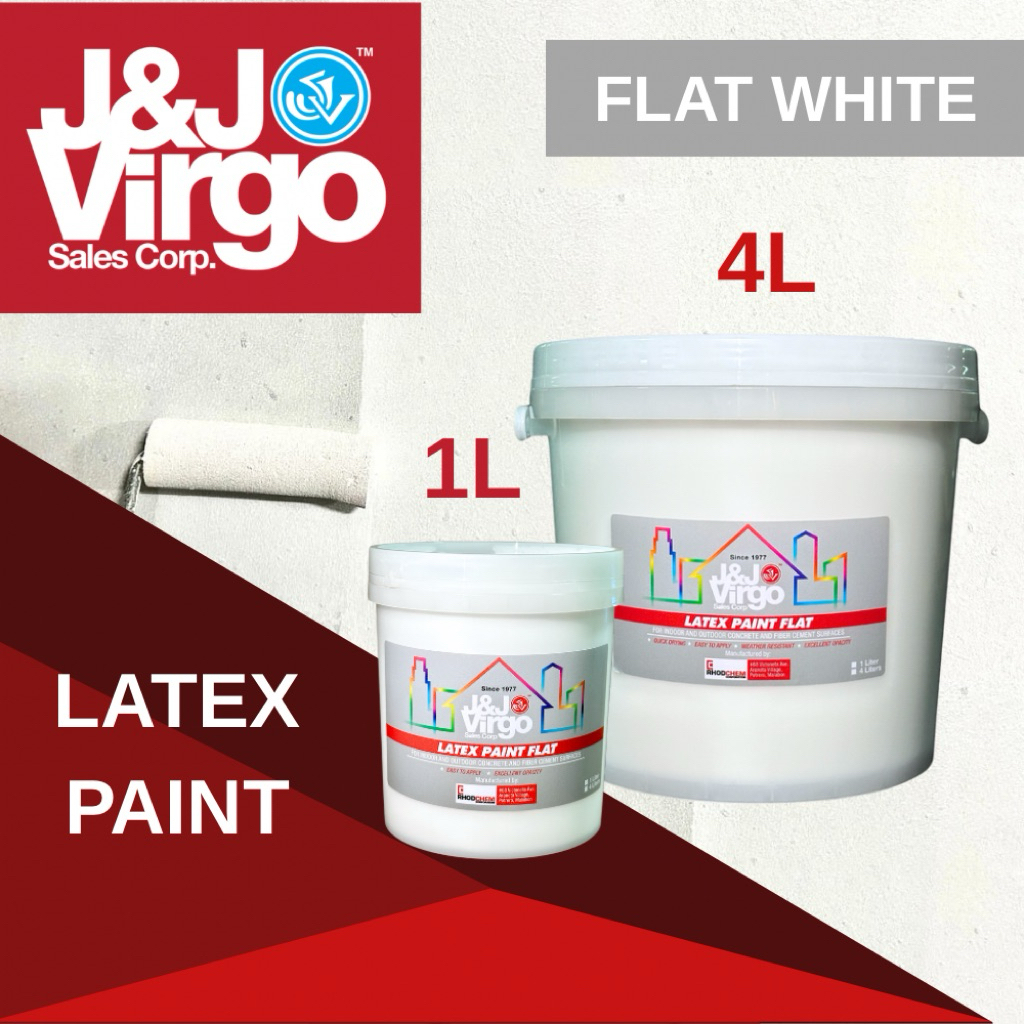 J&J Virgo Latex Paint Flat White 1 Liter or 4 Liters (1 gallon ...