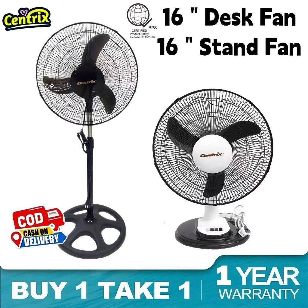 COD Centrix Buy-1 Take-1 STAND FAN & DESK FAN 16-Inches 1-Year Warranty ...