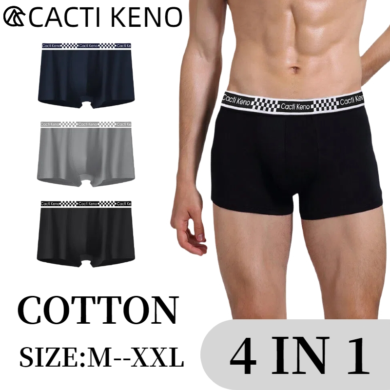 4 PCS Cacti Keno Boxer Brief for Men Cotton Boxer Short for Men plus ...