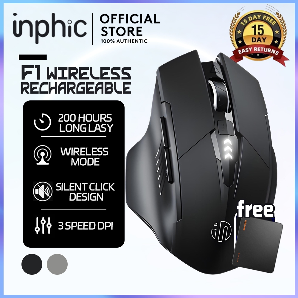 Inphic F1 Wireless Mouse Rechargeable 500mAh Adjustable 1600DPI ...