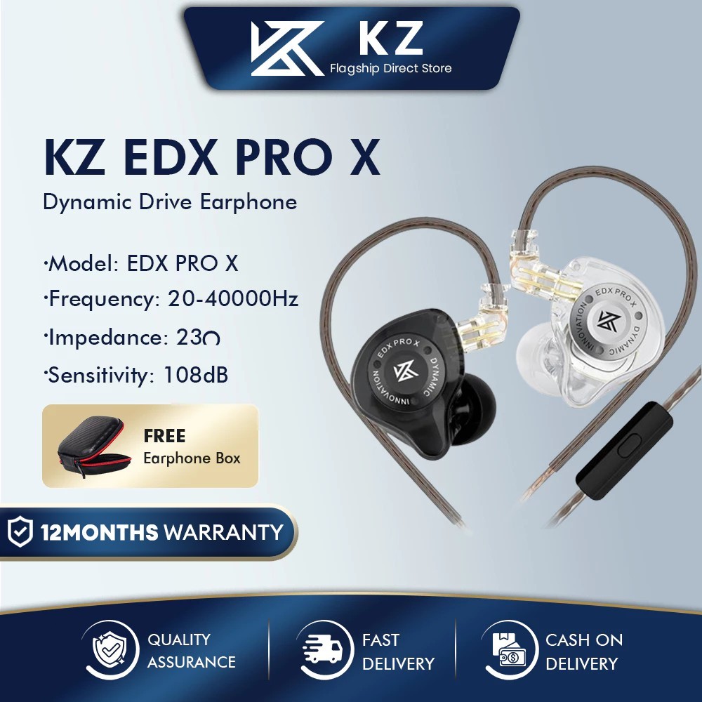 KZ EDX PRO X Dynamic Drive Earphone HIFI Bass Earbud Sport Music Cancelling Headset 3.5mm ...