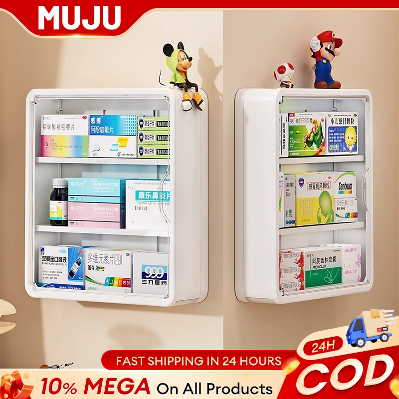 MUJU Wall-mounted Display Case Plastic medicine box organizer Medicine ...