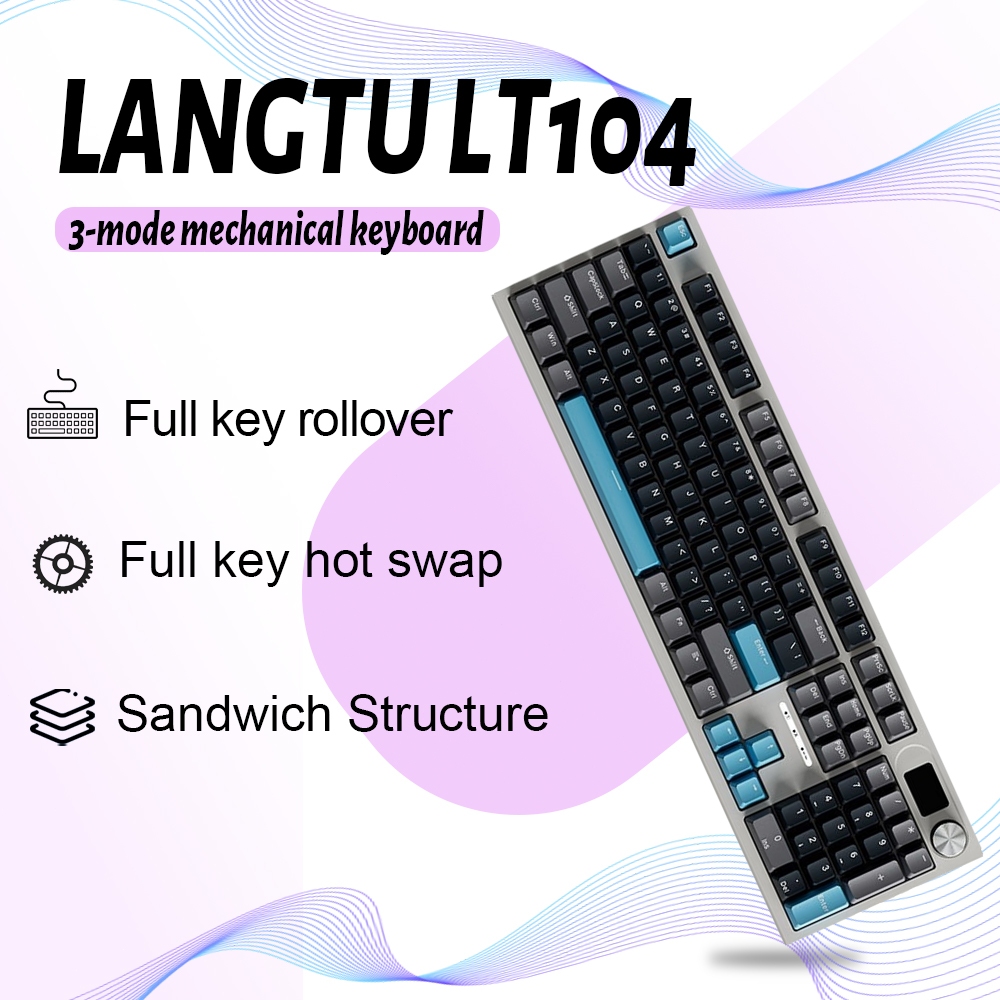 LANGTU LT104 3mode mechanical keyboard hot-swappable wireless Bluetooth ...