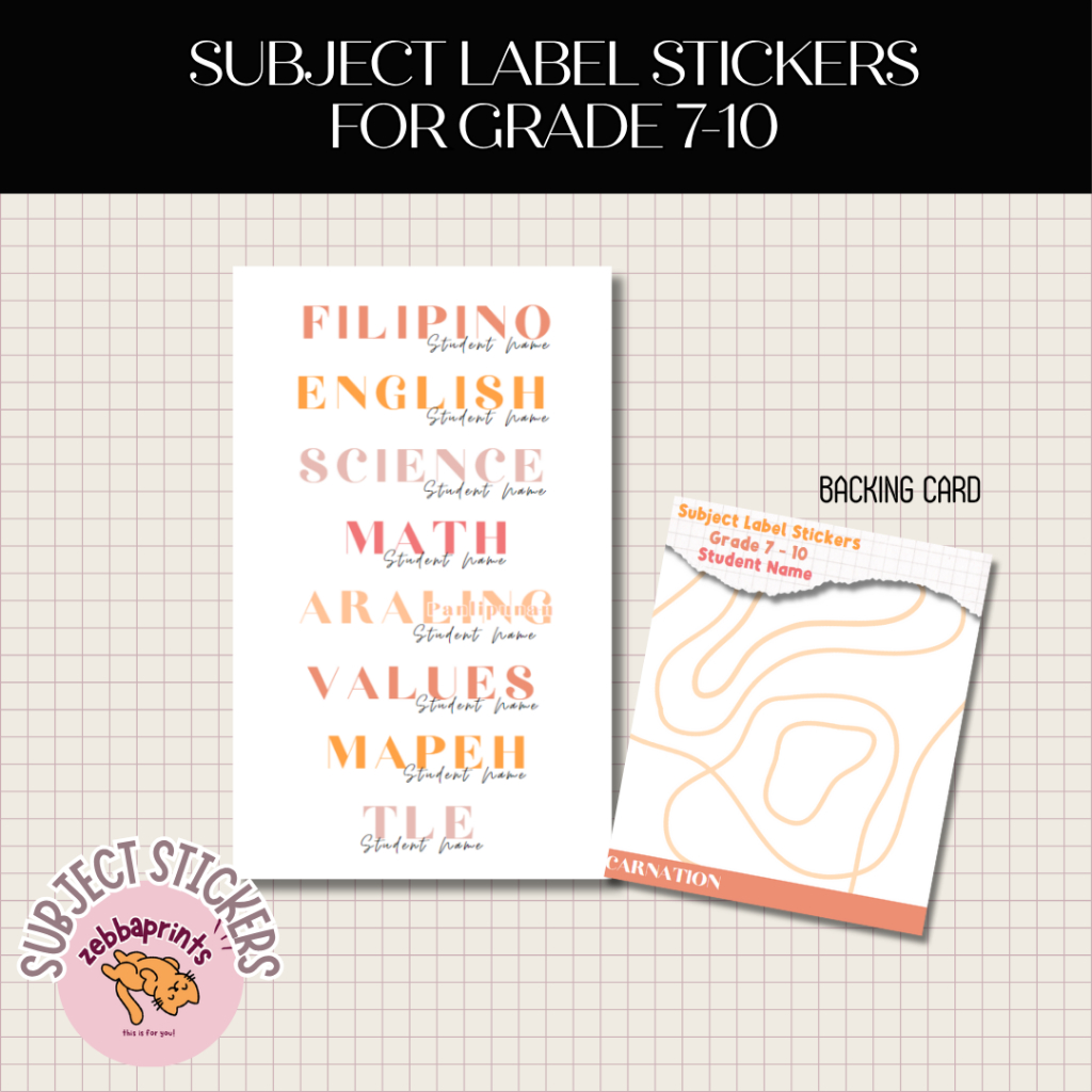 SUBJECT LABEL STICKERS FOR GRADE 7-10 - MINIMALIST AND AESTHETIC VIBES ...