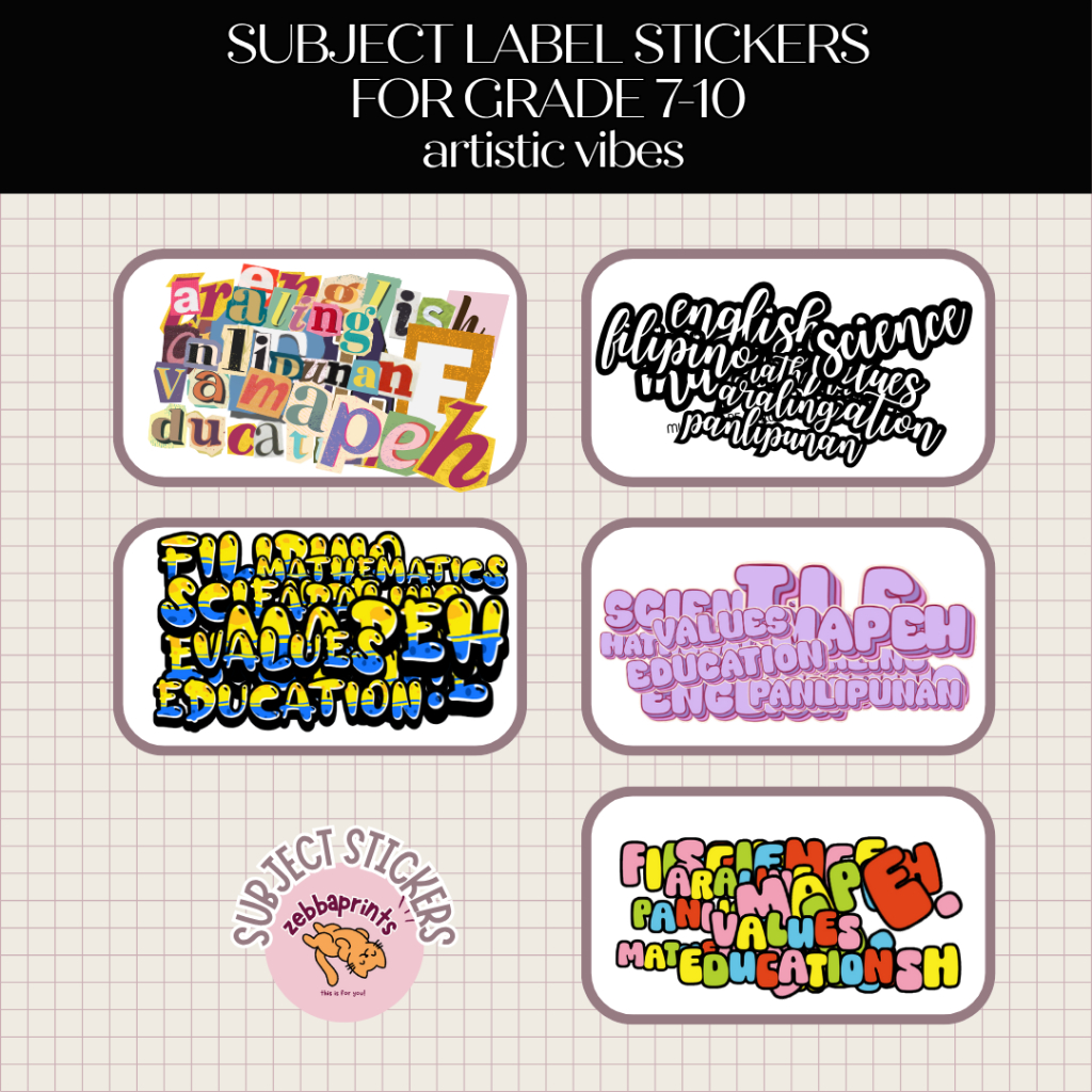 SUBJECT LABEL STICKERS FOR GRADE 7-10- BASED ON DEPED - BACK TO SCHOOL ...