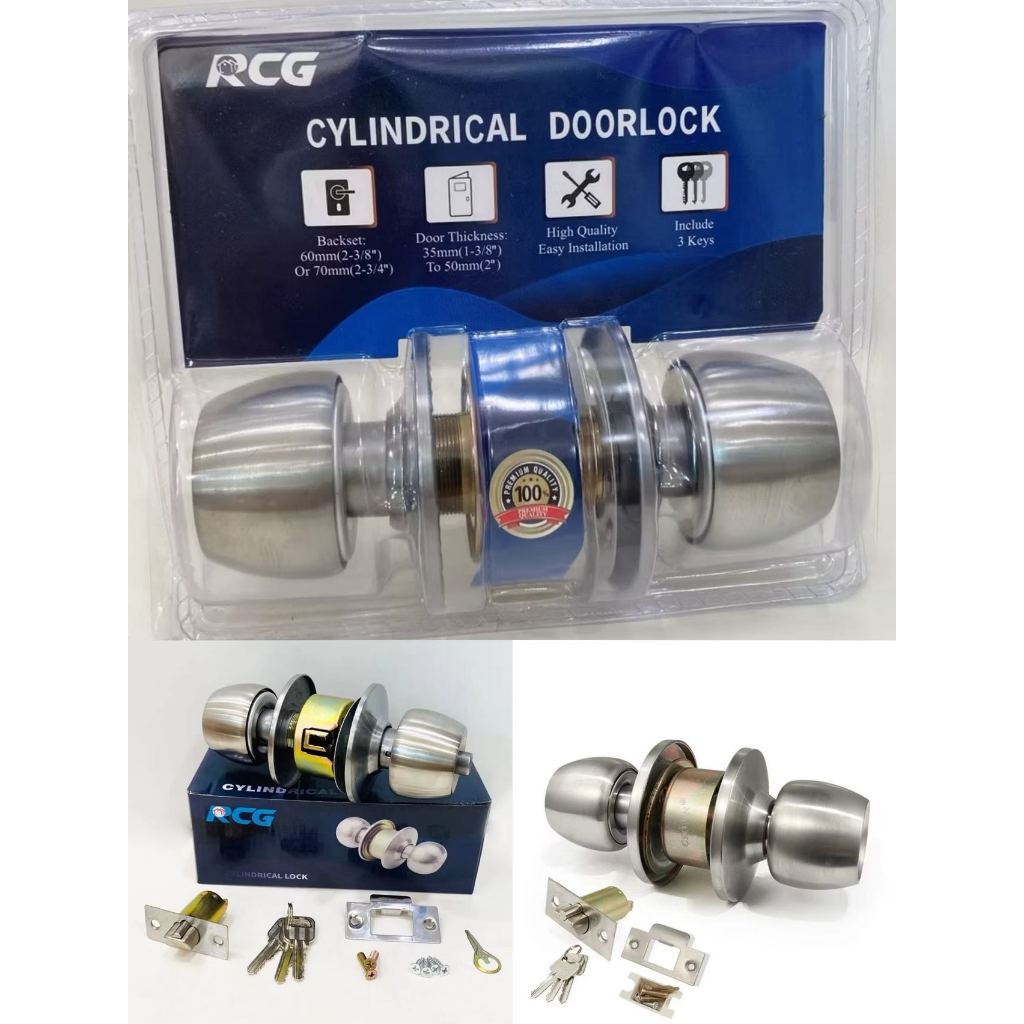 RCG Heavy Duty Stainless Door Knob Entrance Lock set With 3 Key Door ...