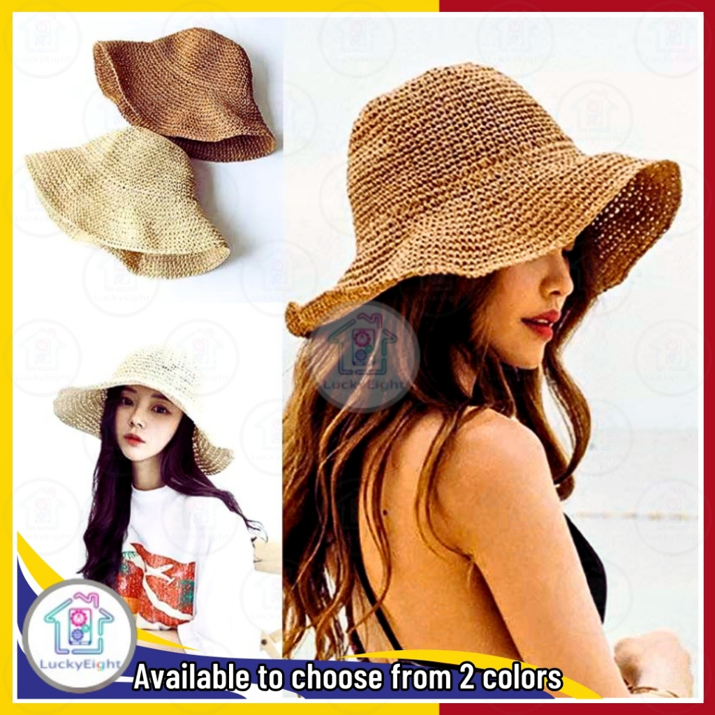 Fashion Beach Hat Bucket Pocketable Sunscreen Summer Protection Khaki ...