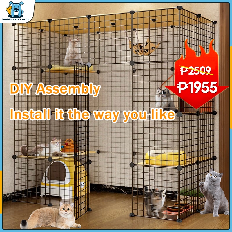 DIY Foldable Cat Cage 2/3 Layers Large Space Pet Furniture - Sturdy ...