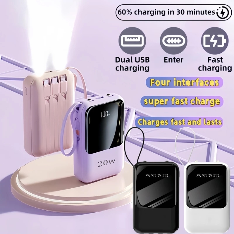 VOLT Original Power Bank 20000mAh Powerbank Built in Cables Portable ...
