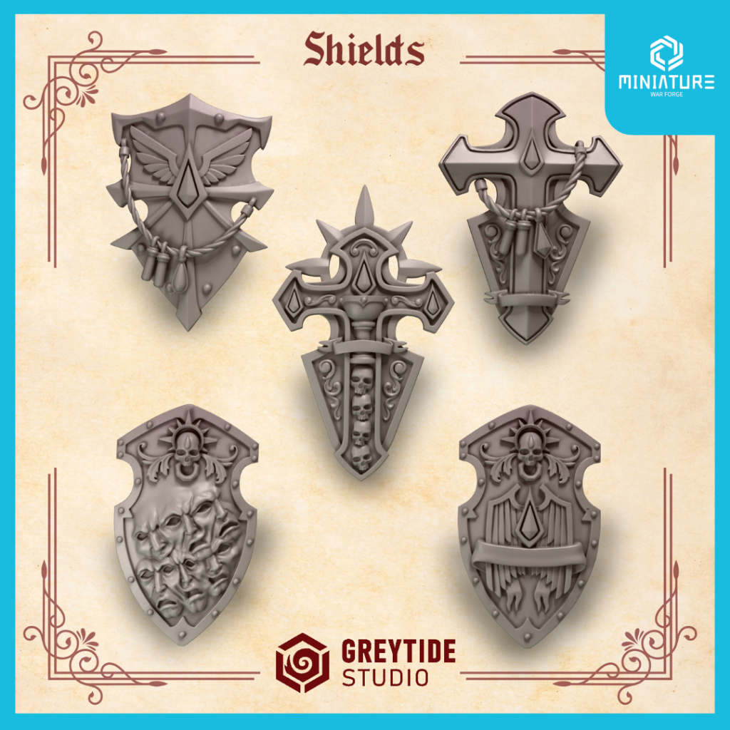 GreyTide Studio | Crimson Lords Shield Bits for Miniature Wargaming ...