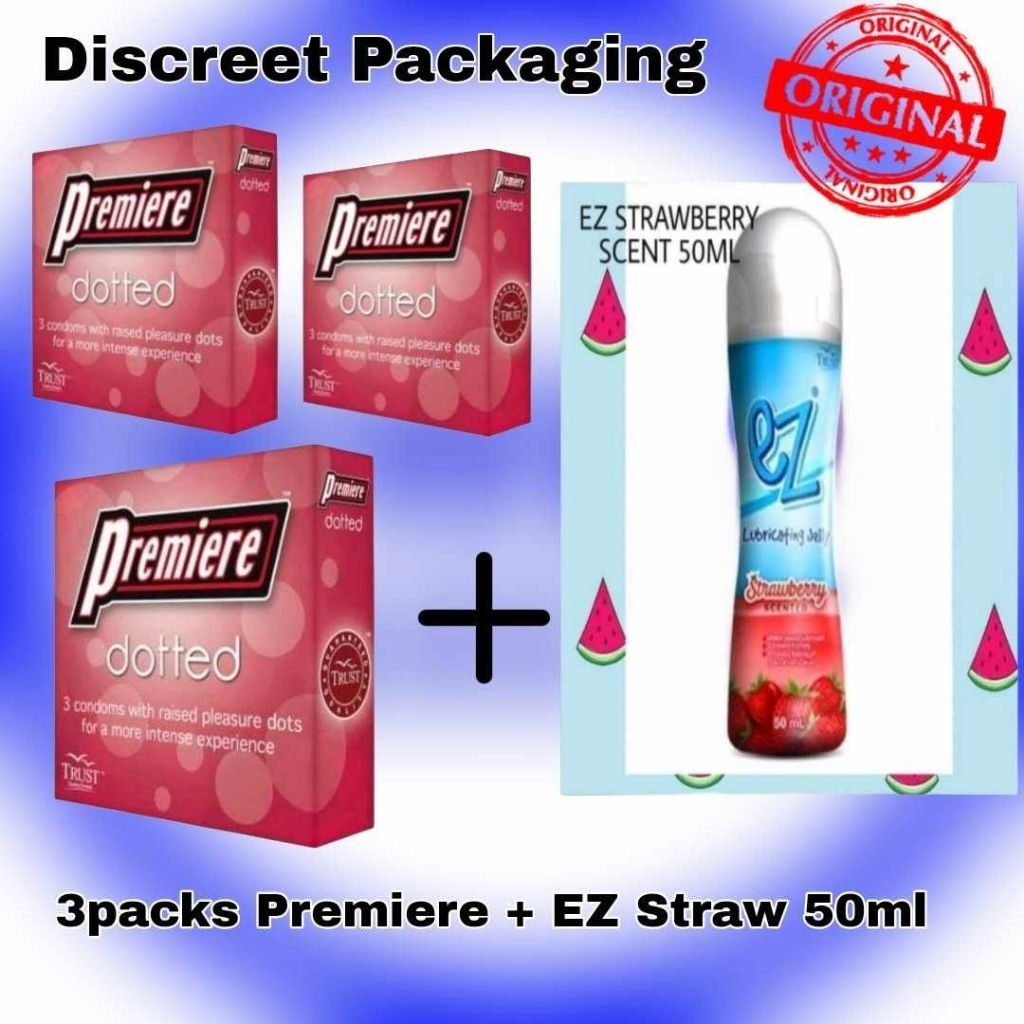 Premiere Condoms Dotted 3 Packs + Ez Jelly Strawberry Scent 50ml ...