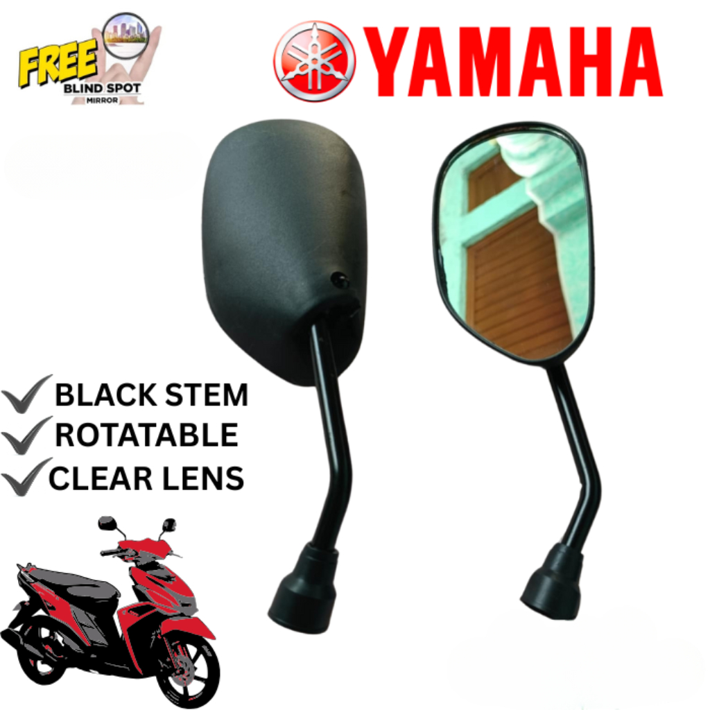 YAMAHA MIO i 125 |MOTORCYCLE SIDE MIRROR MED STEM BLACK STEM CLEAR LENS ...