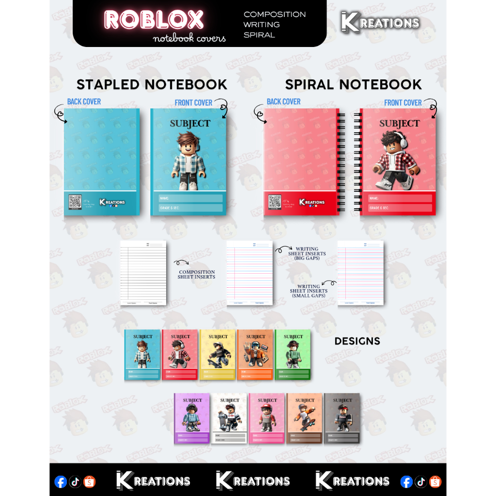 ROBLOX COMPOSITION AND WRITING NOTEBOOKS (CUSTOMIZED-50 LEAVES ...