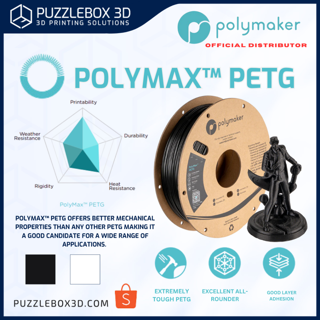 Polymaker Polymax PETG 3D Printing Filament Enhanced Toughness Ductility Durability & Heat ...