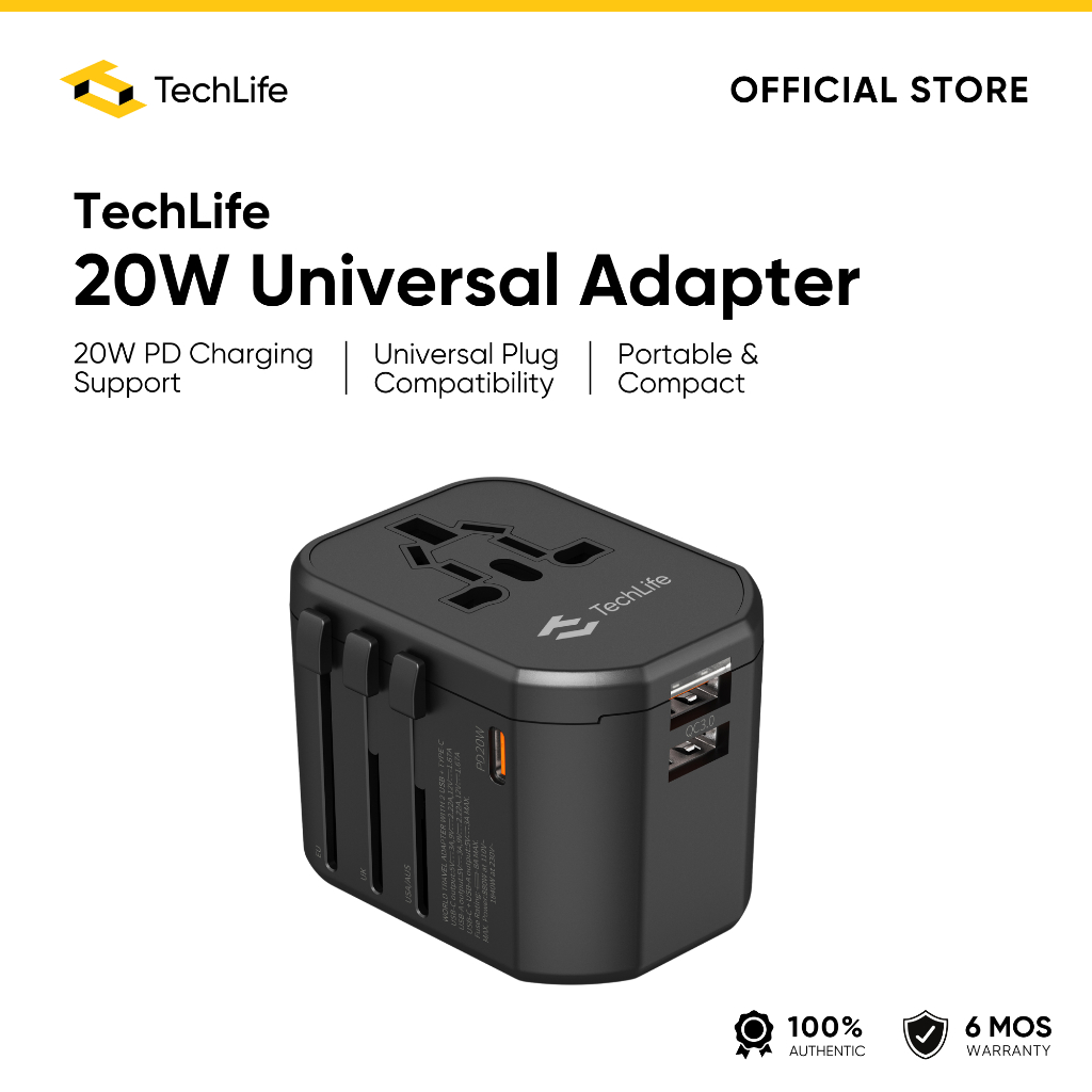 TechLife 20W Universal Adapter | Shopee Philippines