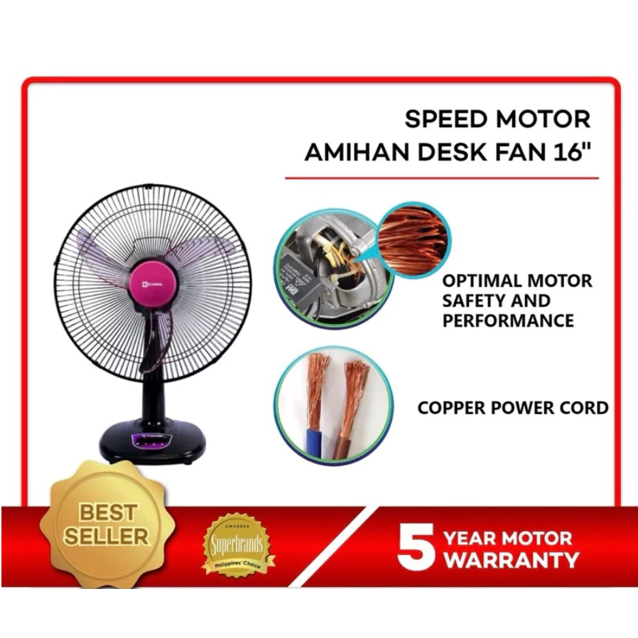 Camel CDF-1016C Desk Fan 16" Banana Blade CDF1016C COLORS WILL VARY ...