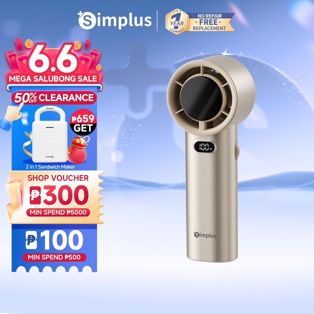 Simplus Handheld Mini Fan 10m/s High Speed 100 Stepless Speeds 15h Battery Life Portable Fan ...