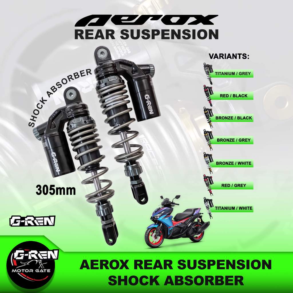 GREN REAR SHOCK / SUSPENSION / SHOCK ABSORBER 305MM FOR AEROX (MULTIPLE ...