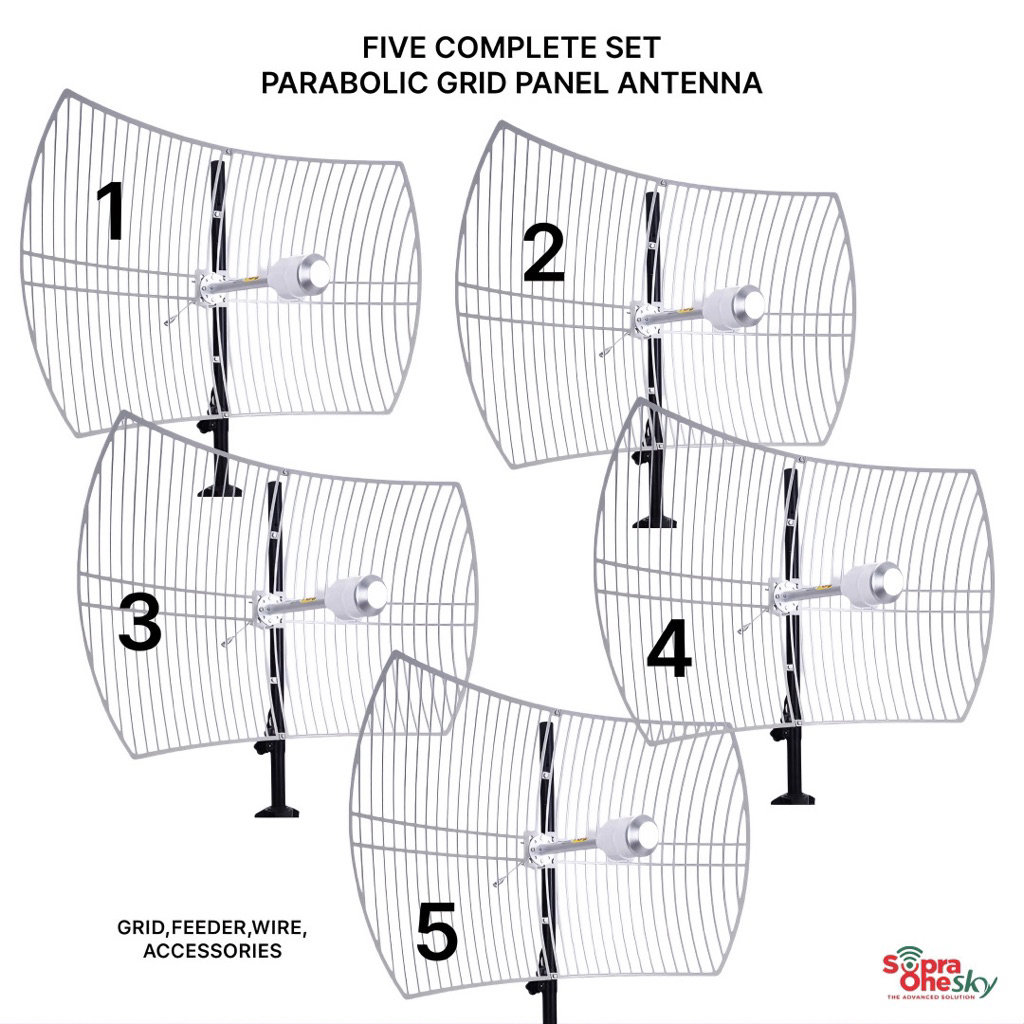 Five Set Parabolic Grid Panel Antenna 60dBi – Long Range Outdoor WiFi ...