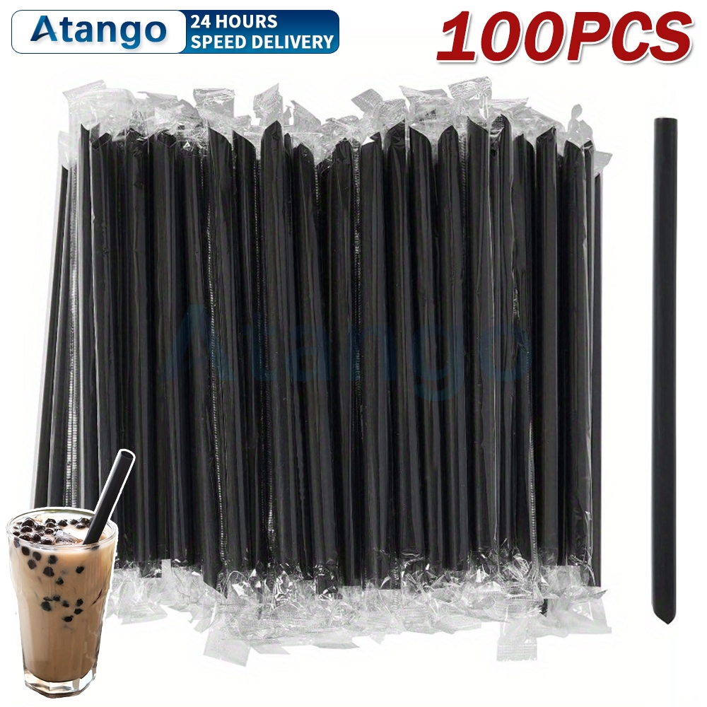 100PCS Individually Wrapped Disposable Straw (19cm & 23cm) Boba Straws ...