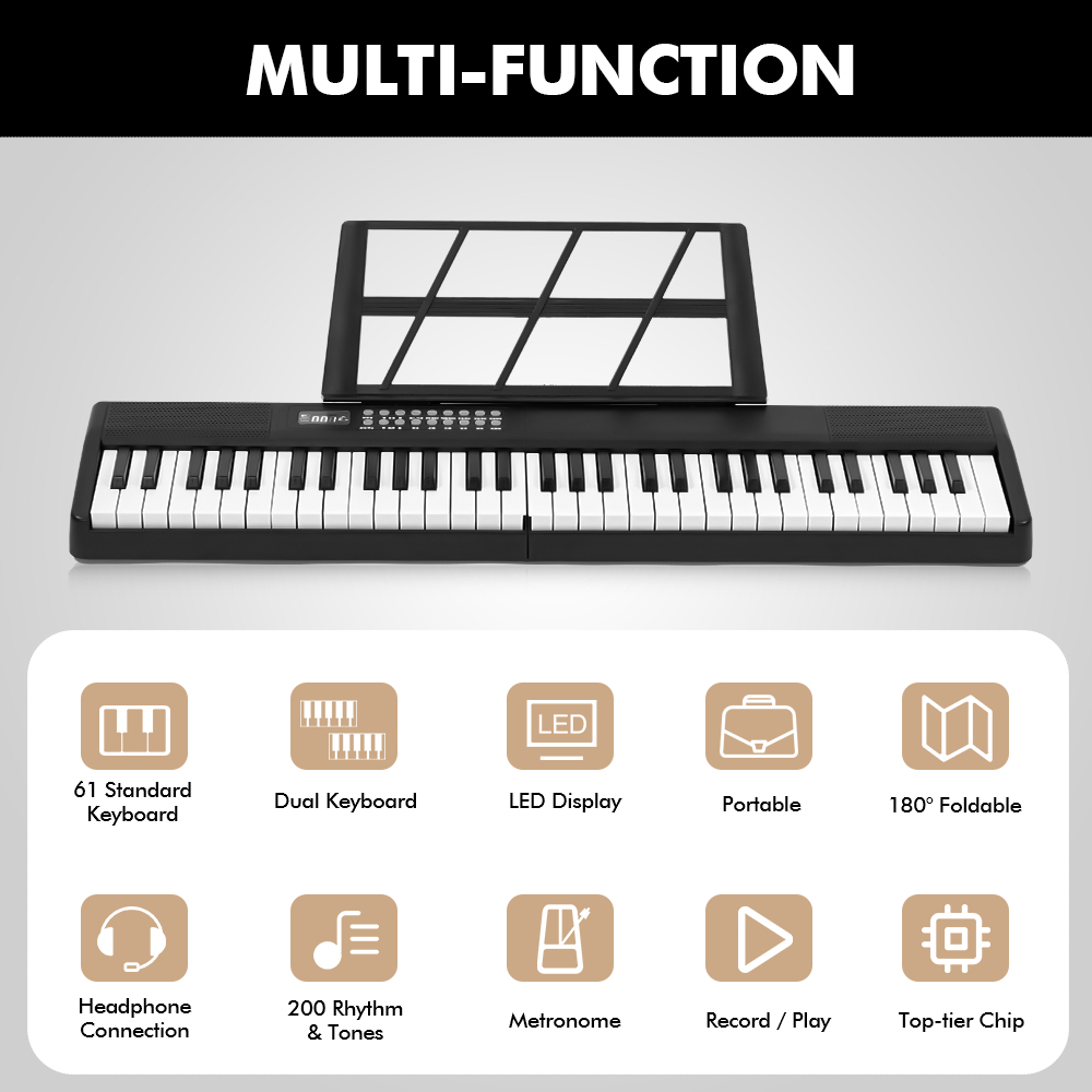 Foldable 61 Keys Piano Portable Piano Keyboard Touch-Response Digital ...