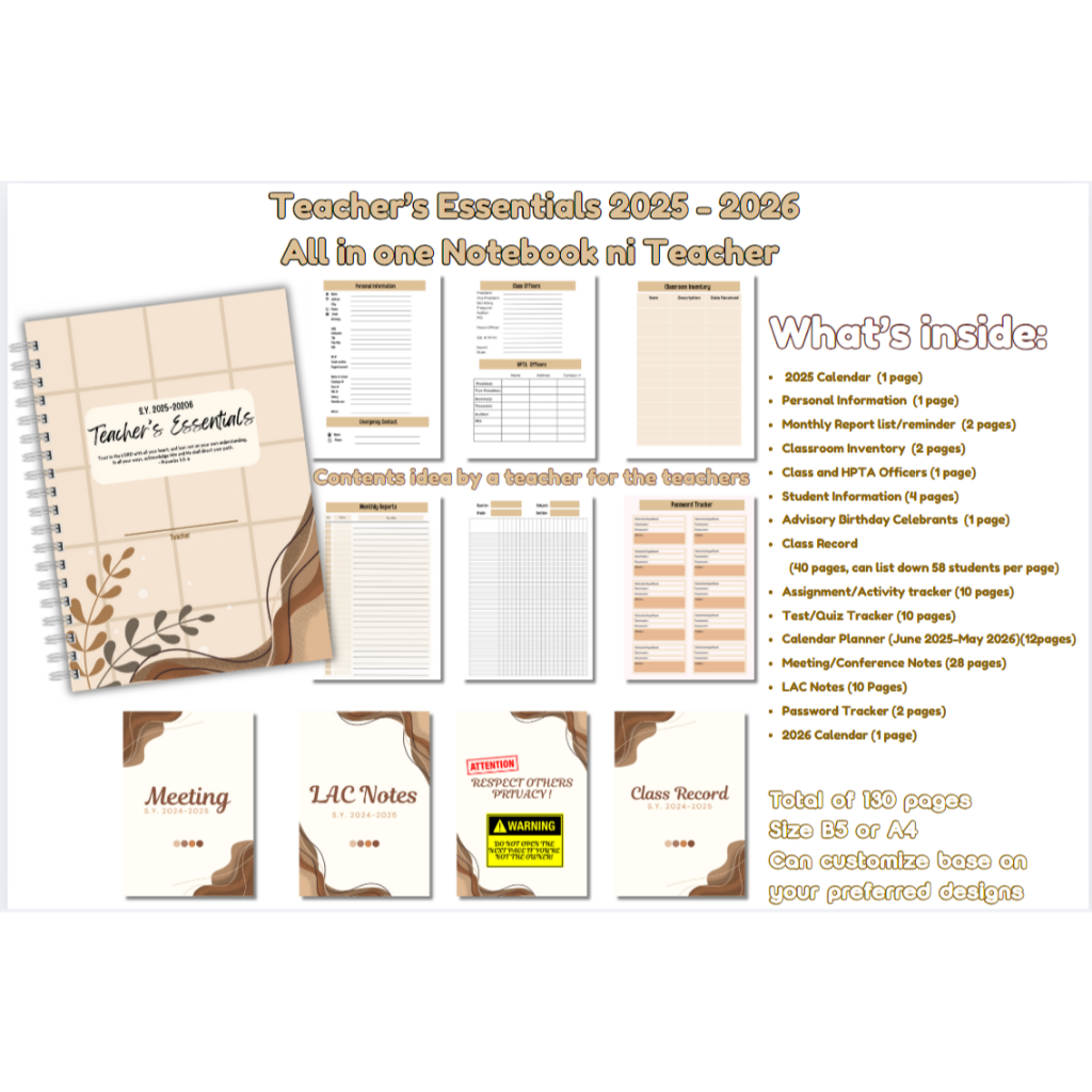 NEW Teacher’s Essentials 2025-2026/Teachers Planner/All in One Notebook ...