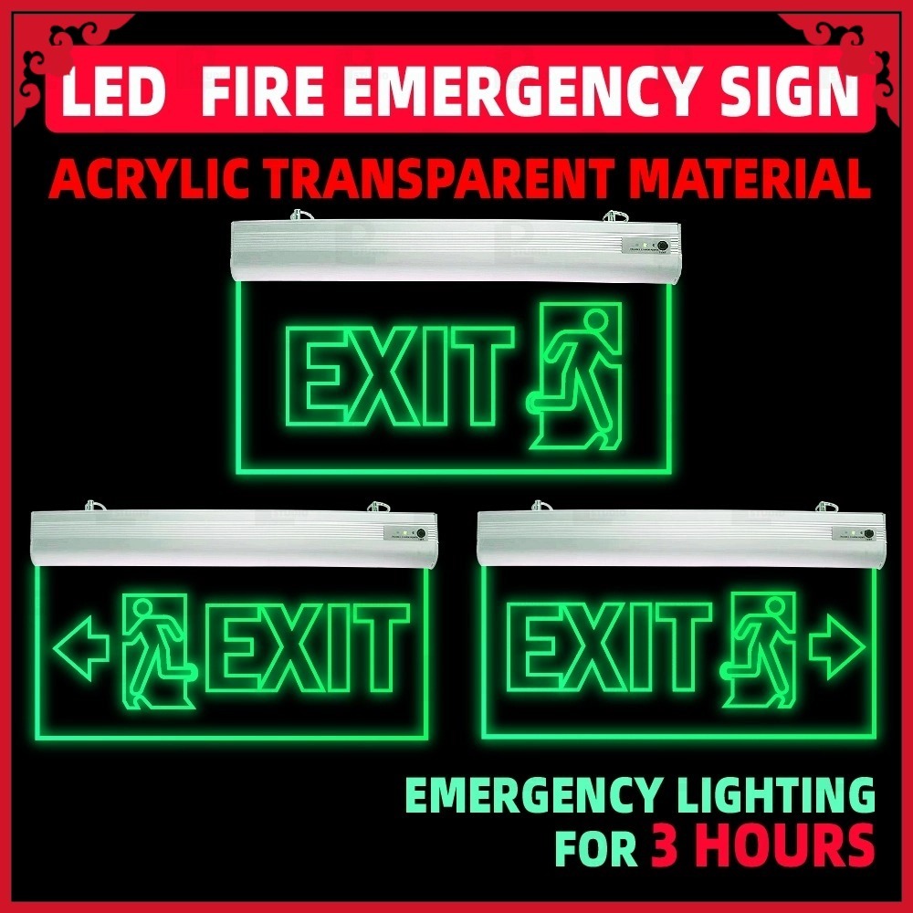 On Hand LED Exit Light Exit Sign Acrylic Green Fire Safety | Shopee ...
