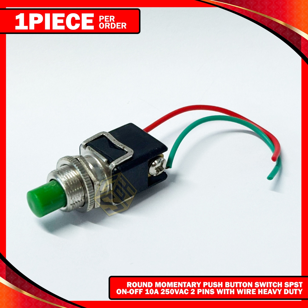Momentary Round Push Button Switch ON-OFF SPST AC 250V 10A 2 Pins With ...